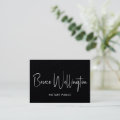 Elegant All Black Signature Script Notary Attorney Business Card | Zazzle