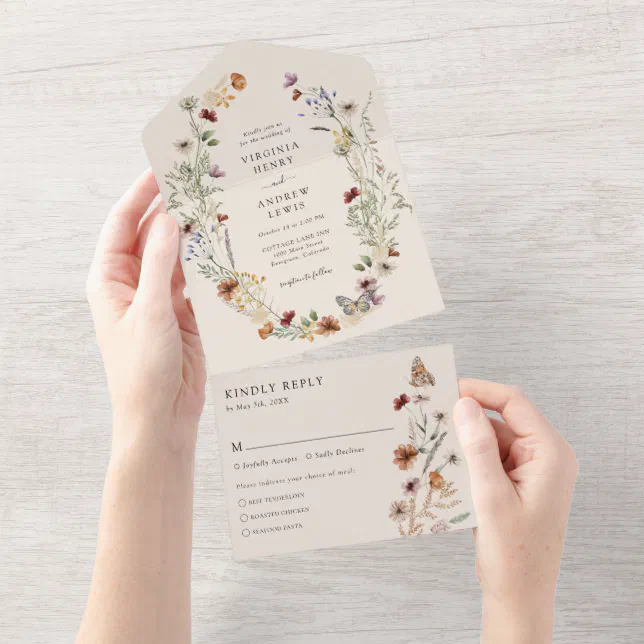 Elegant All in One Wedding Invite | Zazzle