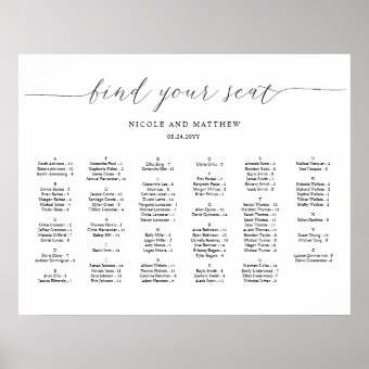 Elegant Alphabetical Wedding Seating Chart | Zazzle