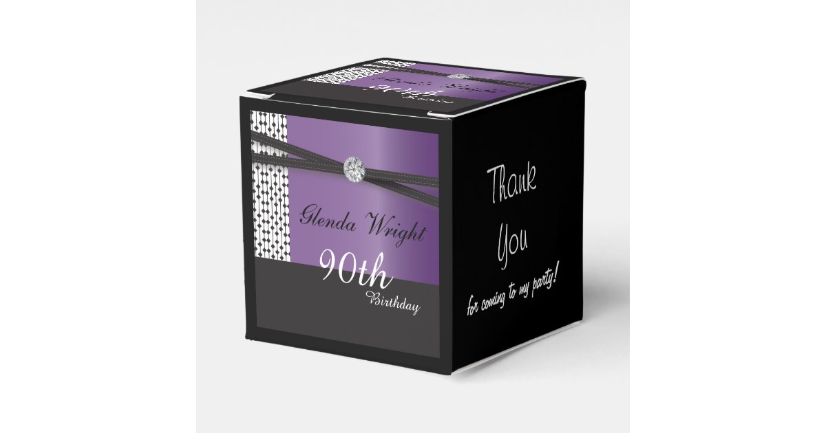 Elegant Amethyst Purple and Black Birthday Favor Boxes | Zazzle