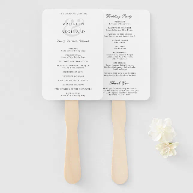 Elegant Ampersand Traditional Wedding Program Hand Fan | Zazzle