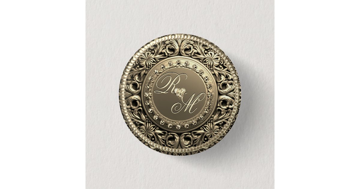 Elegant and Beautiful Monogram Button | Zazzle