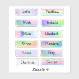 Elegant and Beautiful Pastel Rainbow name label | Zazzle
