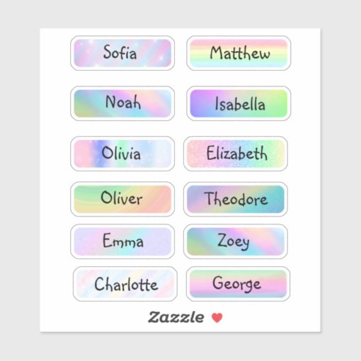 Elegant and Beautiful Pastel Rainbow name label | Zazzle