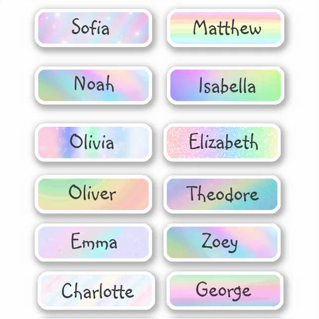 Elegant and Beautiful Pastel Rainbow name label | Zazzle