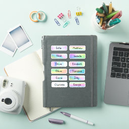 Elegant and Beautiful Pastel Rainbow name label | Zazzle