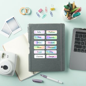 Elegant and Beautiful Pastel Rainbow name label | Zazzle