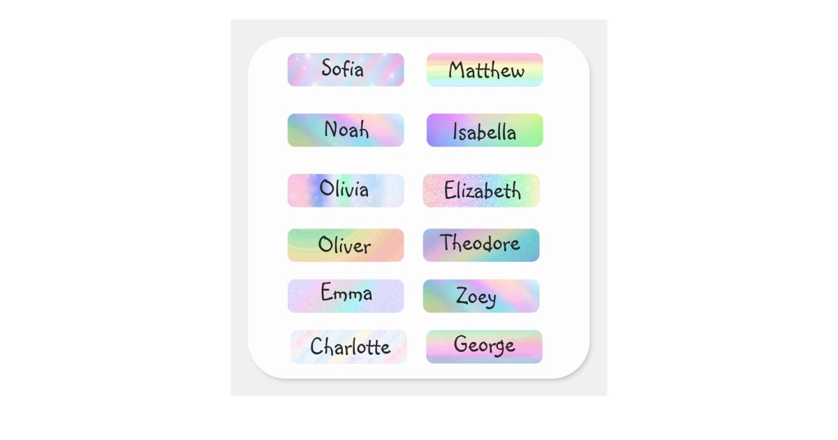Elegant and Beautiful Pastel Rainbow name label | Zazzle
