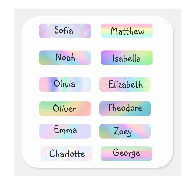 Elegant and Beautiful Pastel Rainbow name label | Zazzle