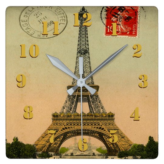 Elegant and Beautiful Vintage Paris Square Wall Clock | Zazzle.com