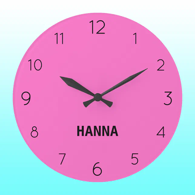 Elegant and Chic Neon Pink and Black Name Clock | Zazzle