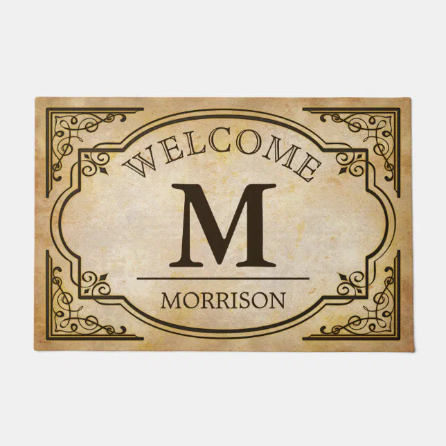 Elegant and Classic Vintage Look Monogram Initials Doormat | Zazzle