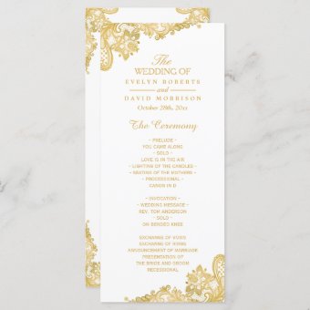 Elegant and Classy Gold Lace Wedding Program | Zazzle