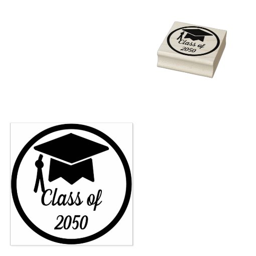 Elegant and Classy Grad Cap Class Year Rubber Stamp | Zazzle