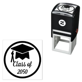 Elegant and Classy Grad Cap Class Year Self-inking Stamp | Zazzle