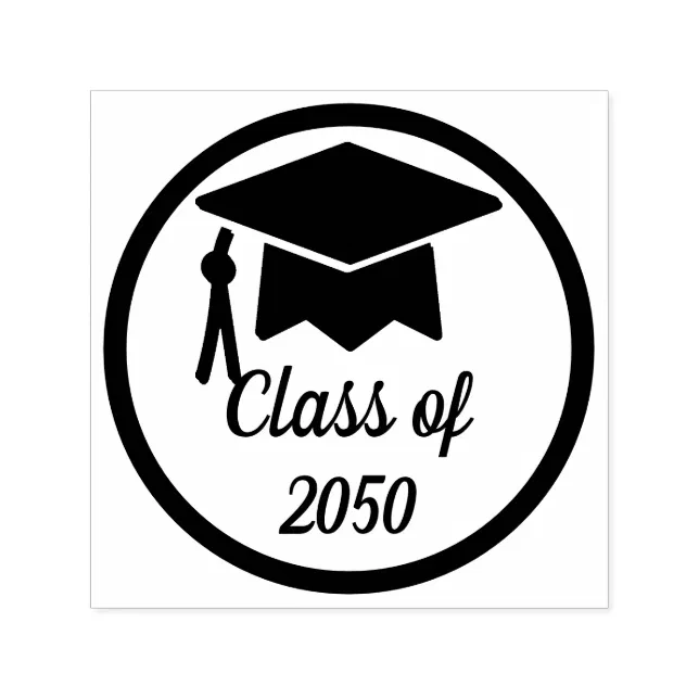 Elegant and Classy Grad Cap Class Year Self-inking Stamp | Zazzle