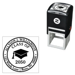 Elegant and Classy Grad Cap Year Return Address Self-inking Stamp | Zazzle