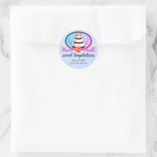 Elegant and Colorful Cake Bakery Box Seals | Zazzle