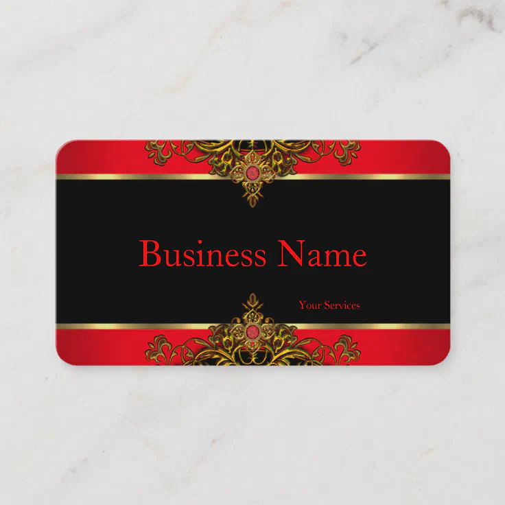 Elegant and Elite Regal Red Black and Gold Gem Business Card | Zazzle