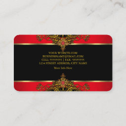 Elegant and Elite Regal Red Black and Gold Gem Business Card | Zazzle