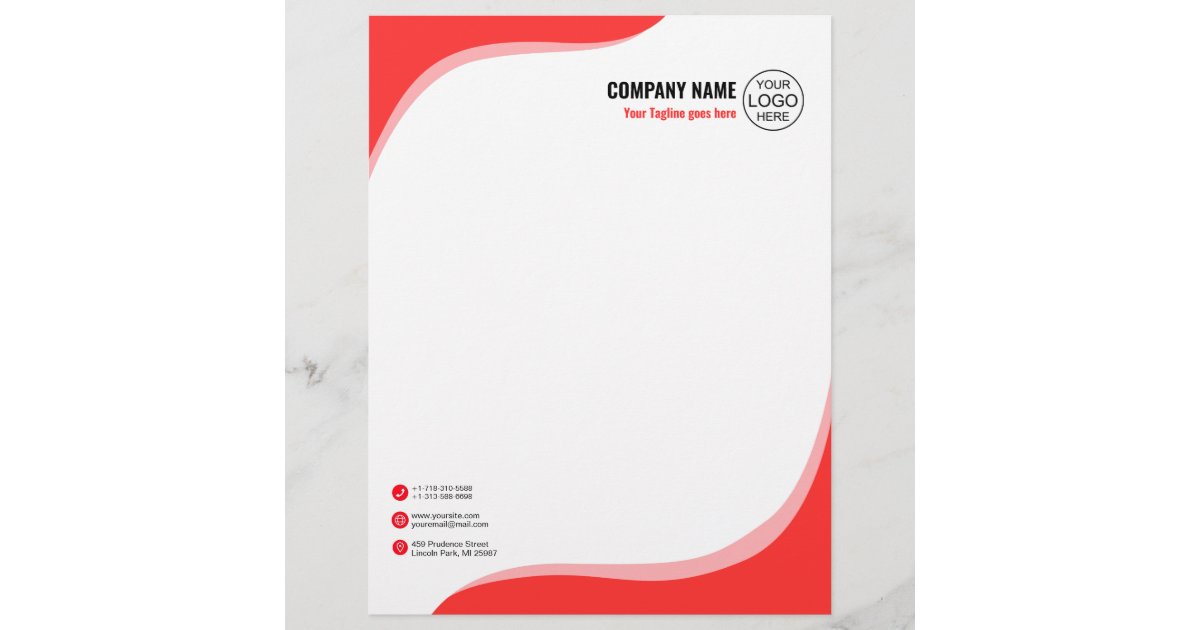 Elegant and fluid red letterhead | Zazzle