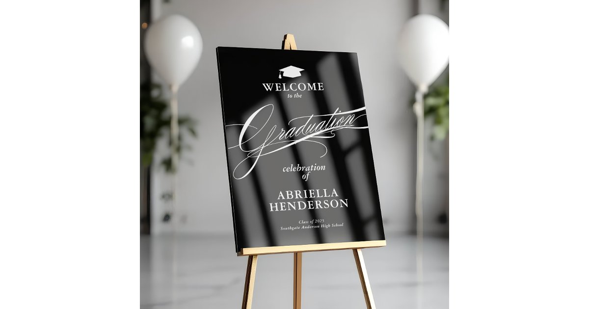 Elegant and Formal Script Graduation Acrylic Sign | Zazzle