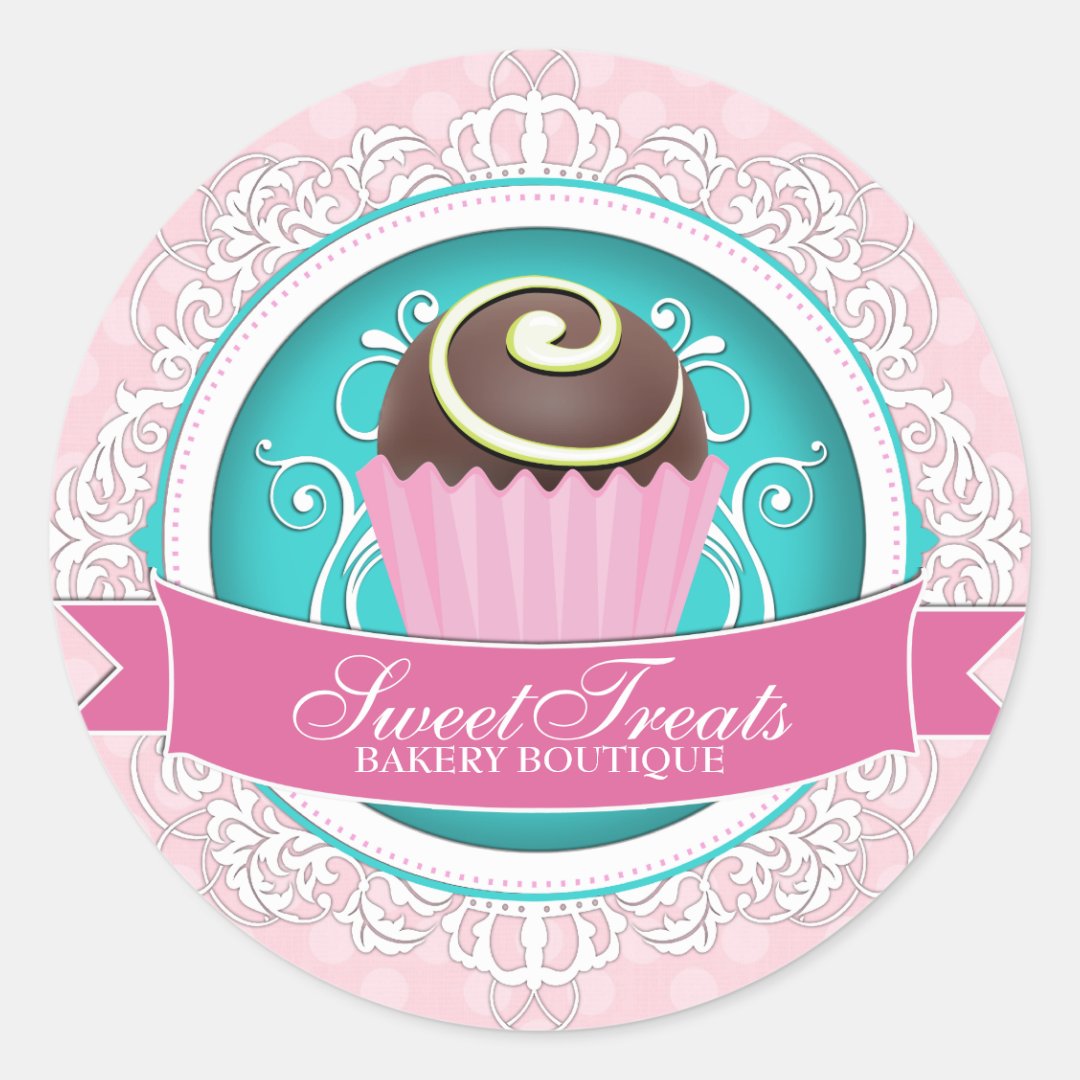 Elegant and Fun Bakery Box Stickers | Zazzle