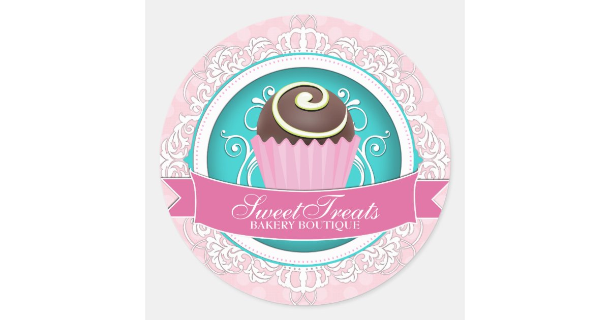 Elegant and Fun Bakery Box Stickers | Zazzle