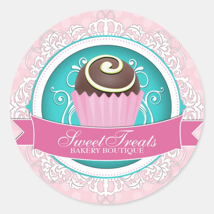 Elegant and Fun Bakery Box Stickers | Zazzle.com