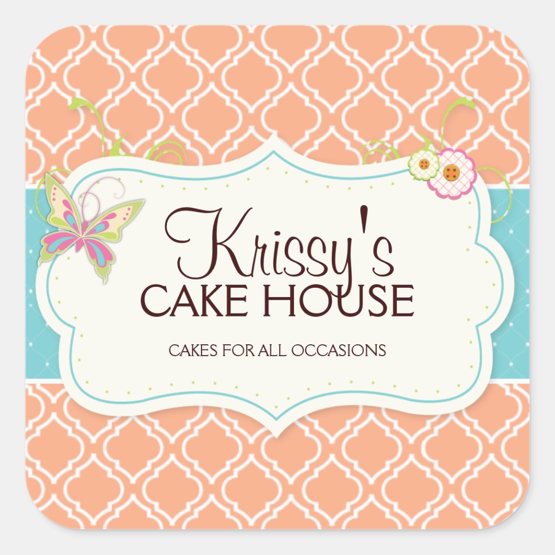 Elegant and Fun Bakery Box Stickers | Zazzle