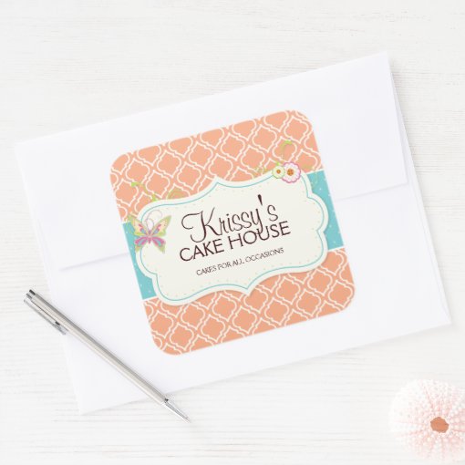 Elegant and Fun Bakery Box Stickers | Zazzle