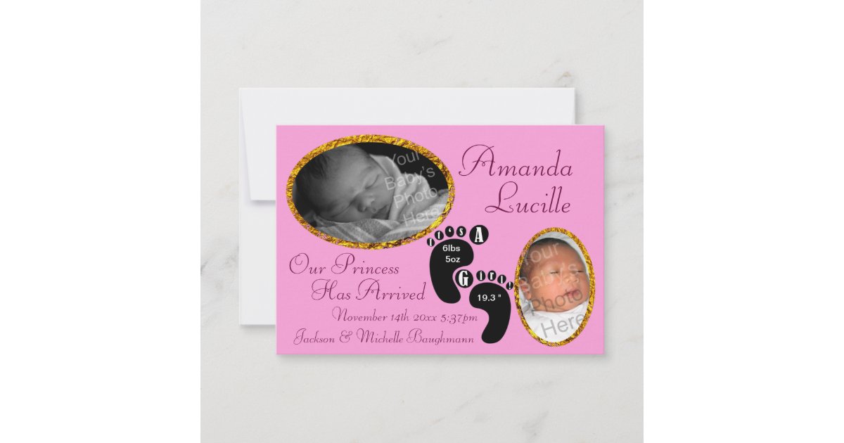 Elegant and Fun Birth Announcement | Zazzle