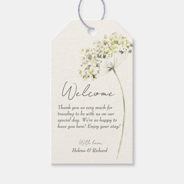 Elegant and Greenery Floral Welcome Gift Tags | Zazzle