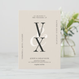 Elegant and Luxury Neutral Typography Wedding Invitation | Zazzle