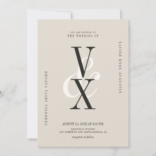 Elegant and Luxury Neutral Typography Wedding Invitation | Zazzle