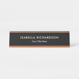 Elegant And Minimalist Black Desk Name Plate | Zazzle