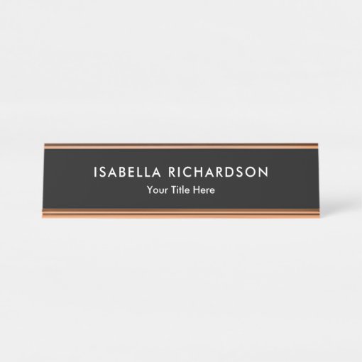 Elegant And Minimalist Black Desk Name Plate | Zazzle