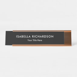 Elegant And Minimalist Black Desk Name Plate | Zazzle