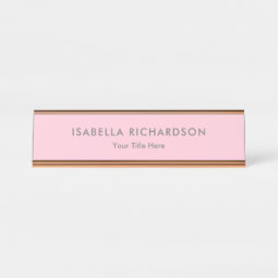 Elegant And Minimalist Pink Desk Name Plate | Zazzle