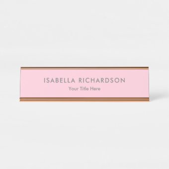 Elegant And Minimalist Pink Desk Name Plate | Zazzle