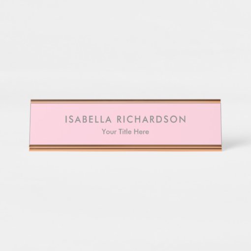Elegant And Minimalist Pink Desk Name Plate | Zazzle