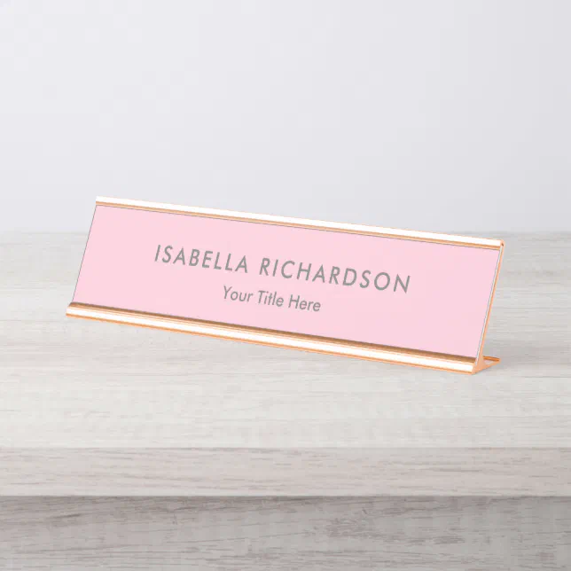 Elegant And Minimalist Pink Desk Name Plate | Zazzle