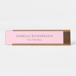 Elegant And Minimalist Pink Desk Name Plate | Zazzle