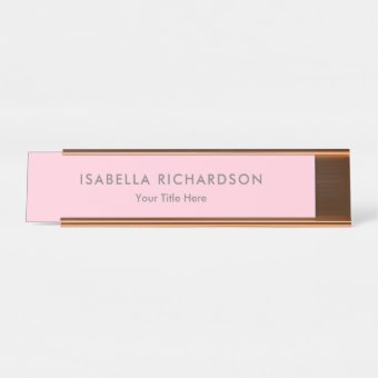 Elegant And Minimalist Pink Desk Name Plate | Zazzle