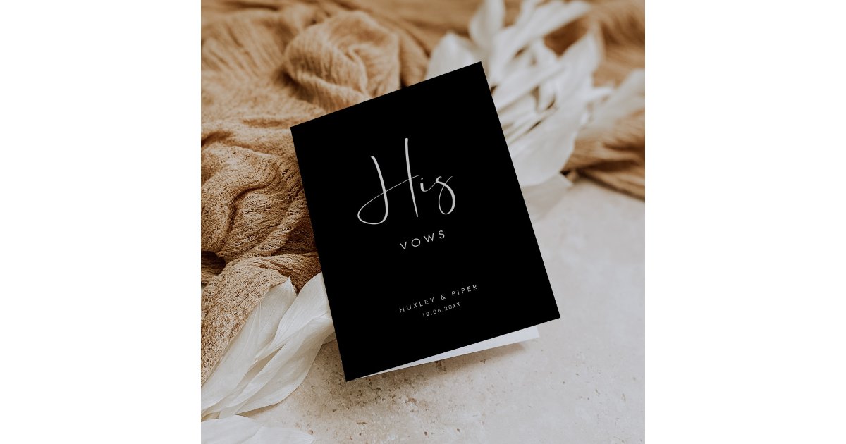 Elegant and modern black and white His vows Card | Zazzle