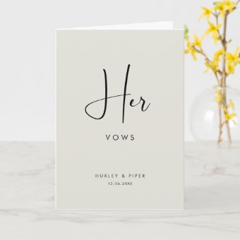 Elegant and modern Light Sage green Her vows Card | Zazzle