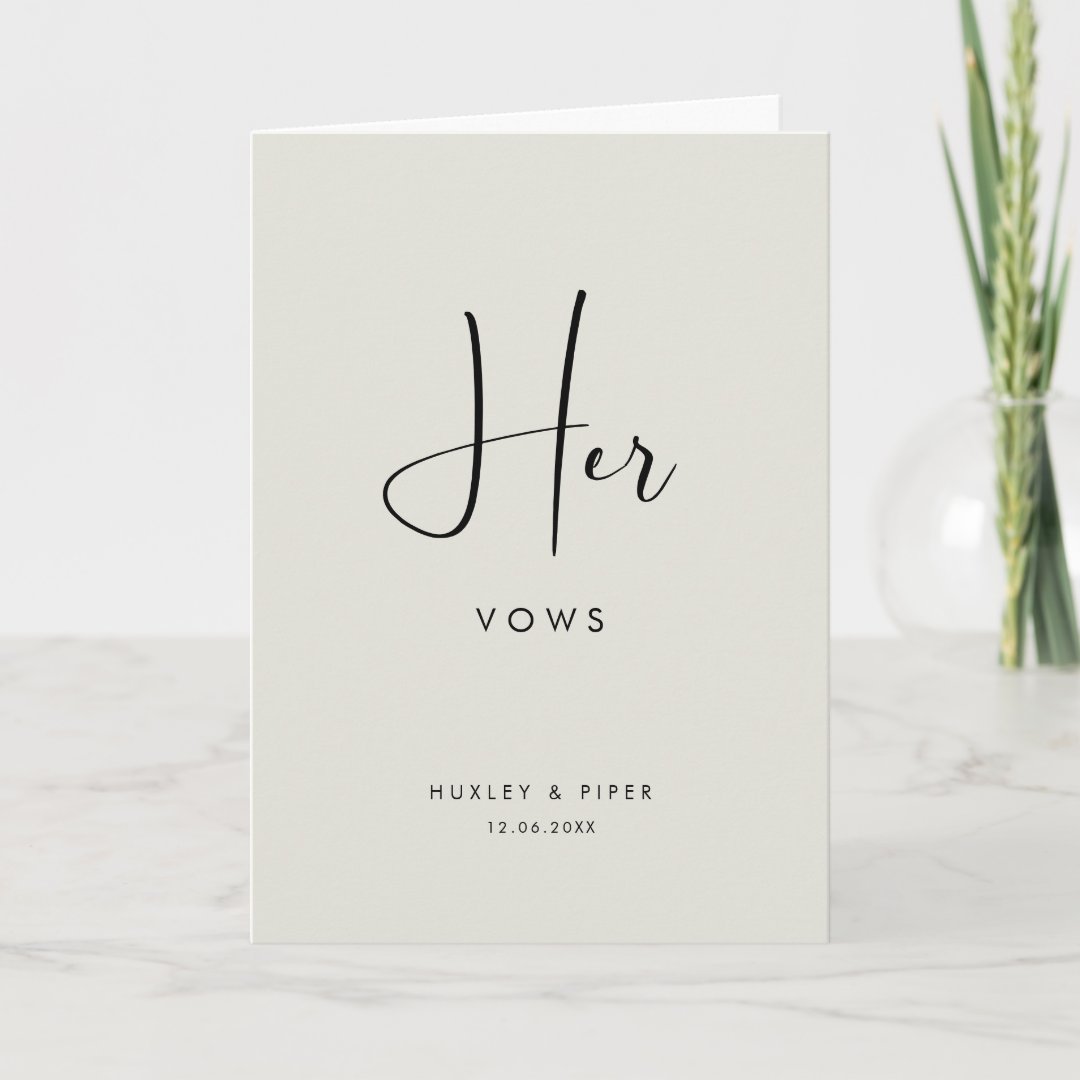 Elegant and modern Light Sage green Her vows Card | Zazzle