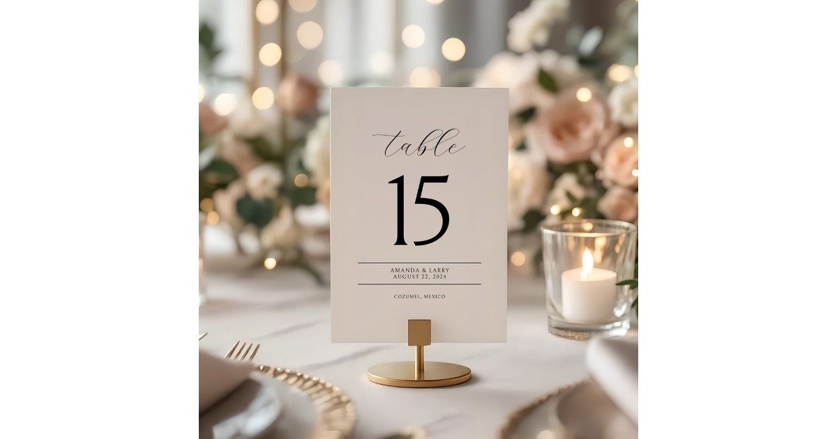 Elegant and Modern Minimalist Table Number Cards | Zazzle