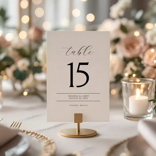 Elegant and Modern Minimalist Table Number Cards | Zazzle