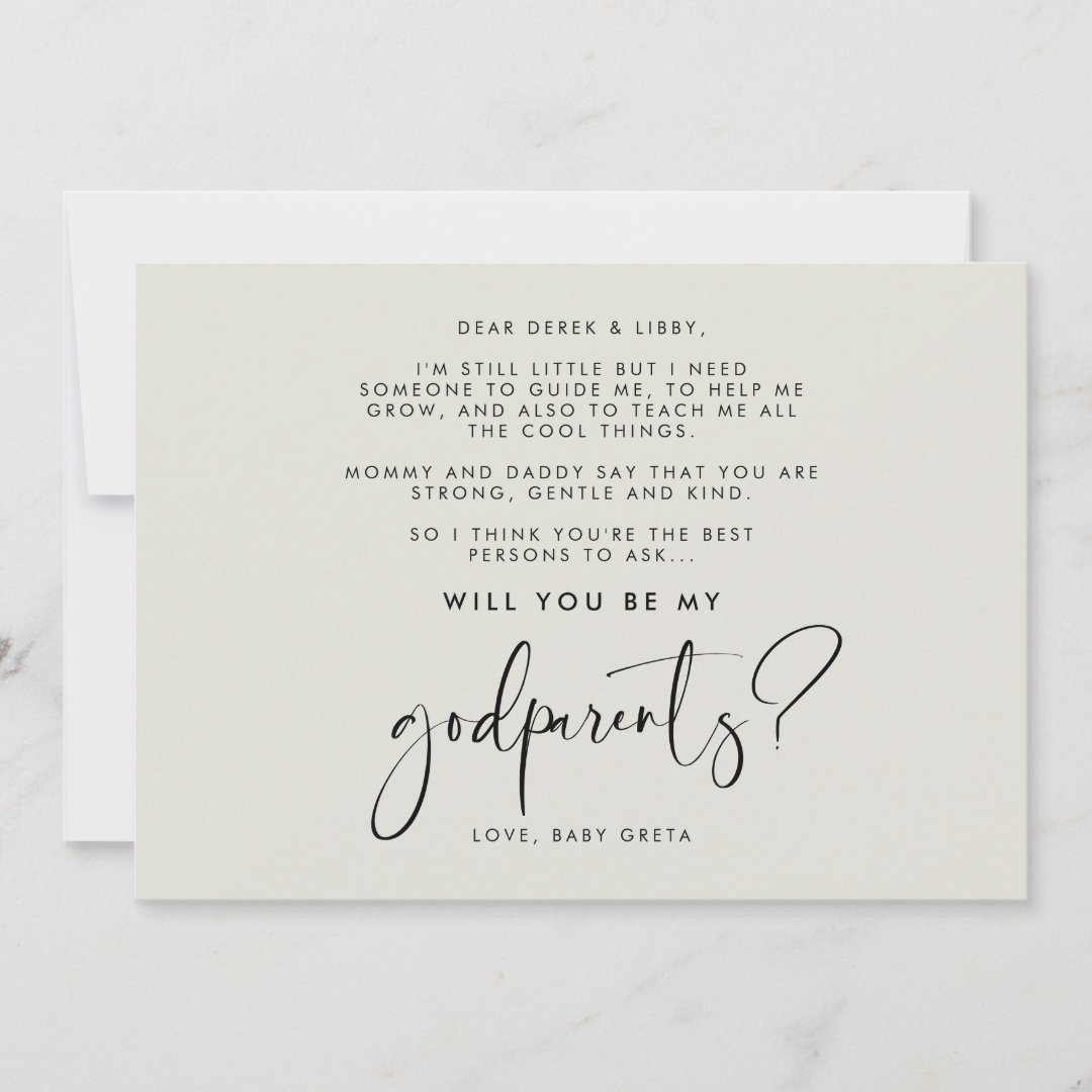 Elegant and modern Will you be my Godparents card | Zazzle